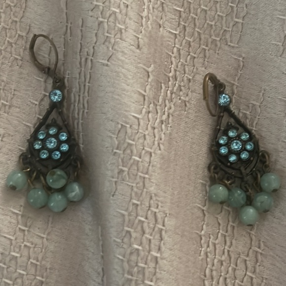 Jewelry | Beautiful Blue Crystal And Sea Foam Jade Hanging Earrings For ...